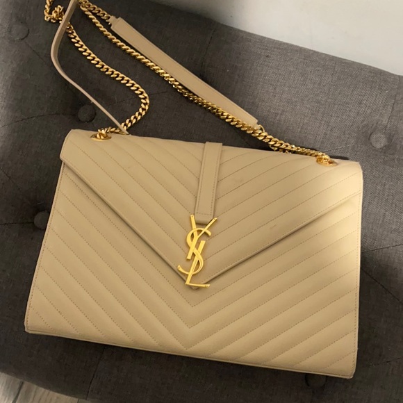 Yves Saint Laurent | Bags | Large Beige Ysl Envelope Bag | Poshmark